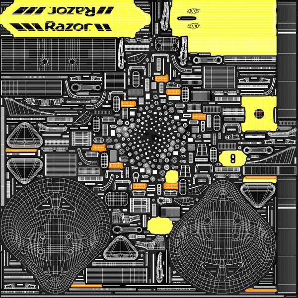 Razor DXT 드리프트 트라이크 옐로우 리지드 3D 모델 - TurboSquid 1726504