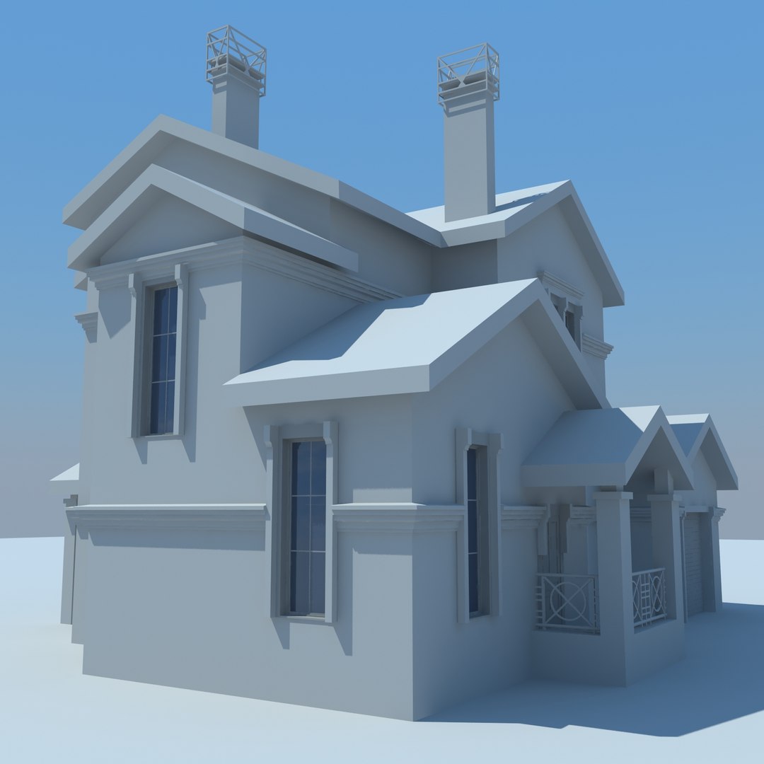 3d cottage house buildings