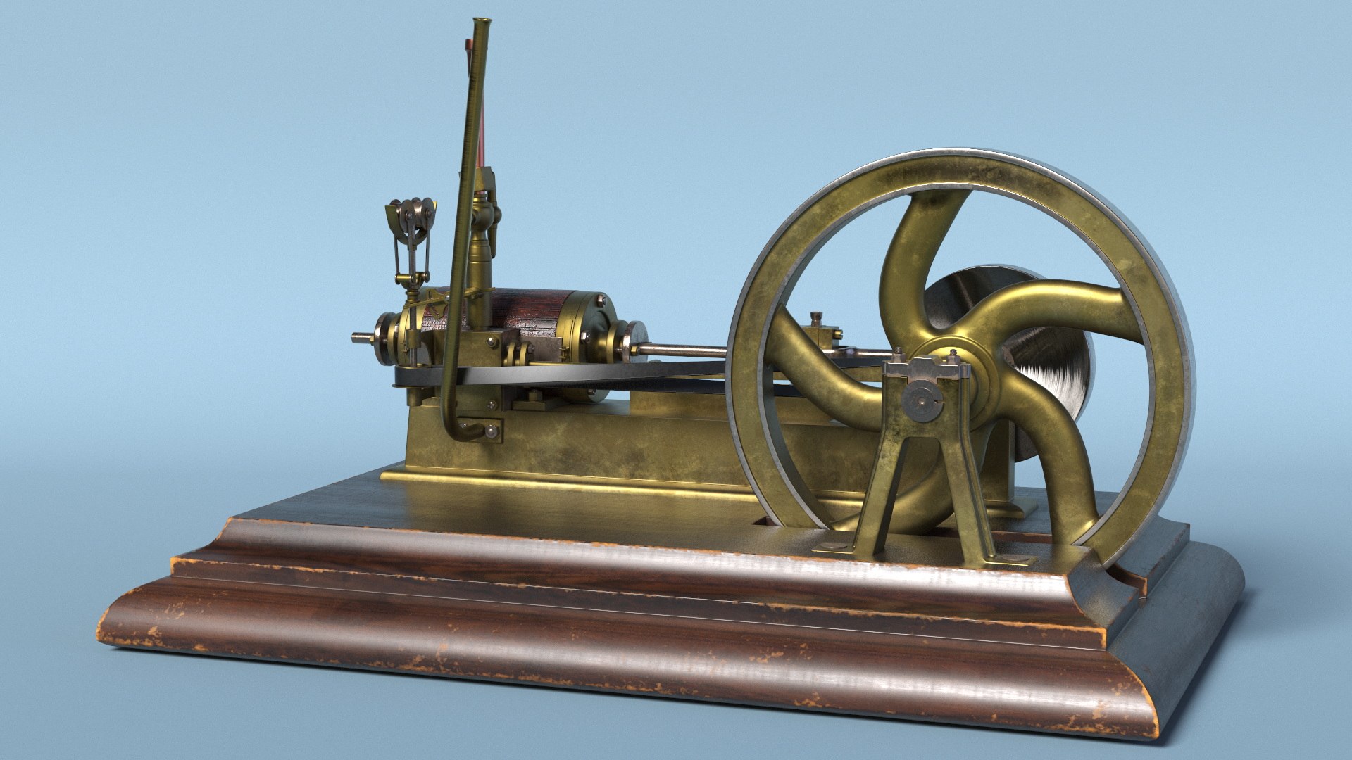3D Model Miniature Steam Engine Brass Flywheel - TurboSquid 2390110