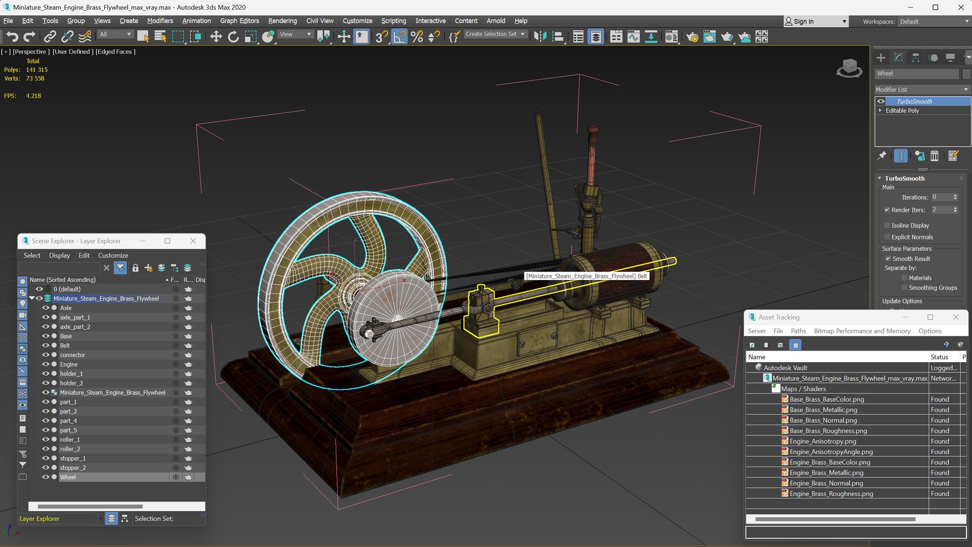 3D Model Miniature Steam Engine Brass Flywheel - TurboSquid 2390110