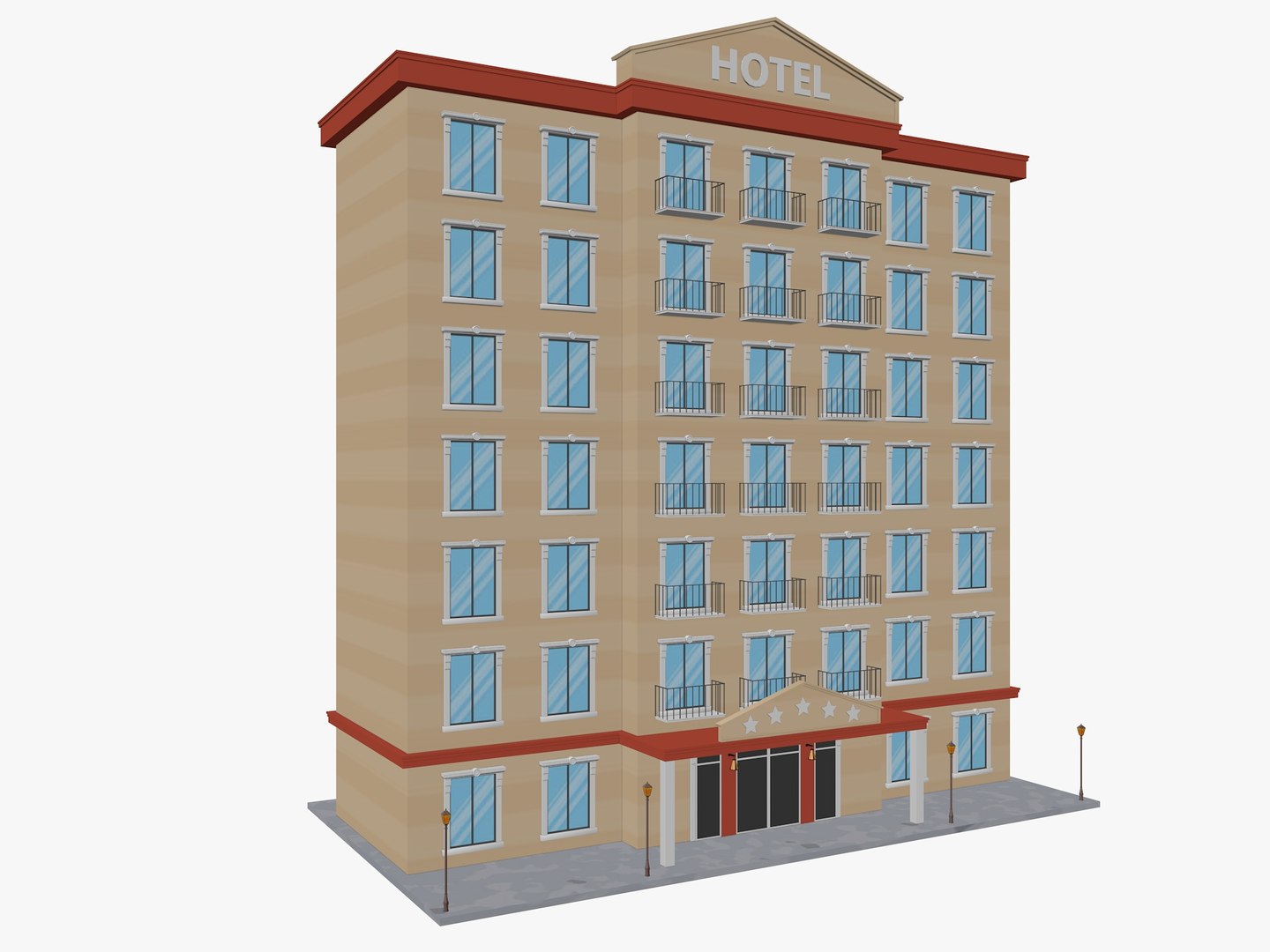 Cartoon Hotel 3D Model - TurboSquid 2235558