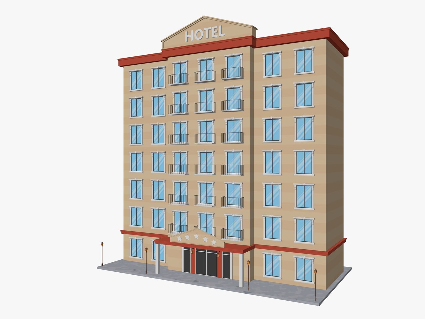 Cartoon Hotel 3D Model - TurboSquid 2235558