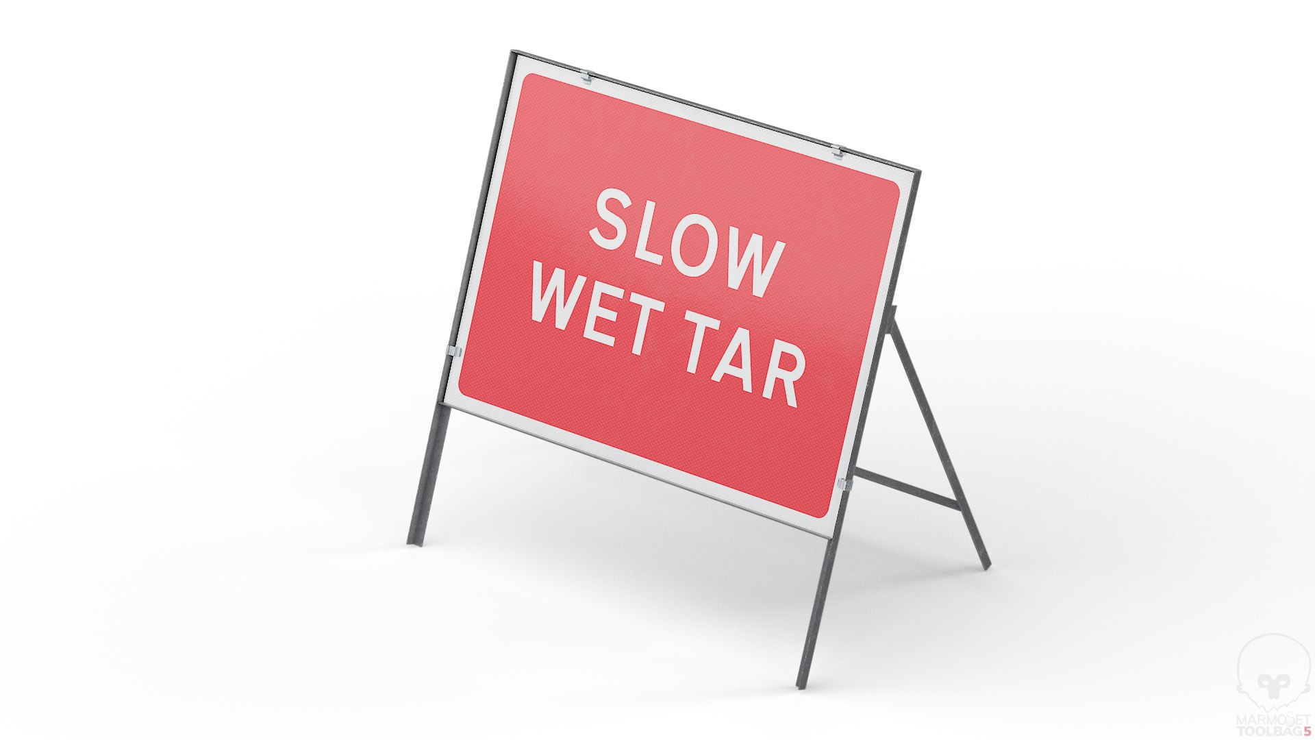 3D Model Slow Wet Tar Rectangle Road Sign - TurboSquid 2467115