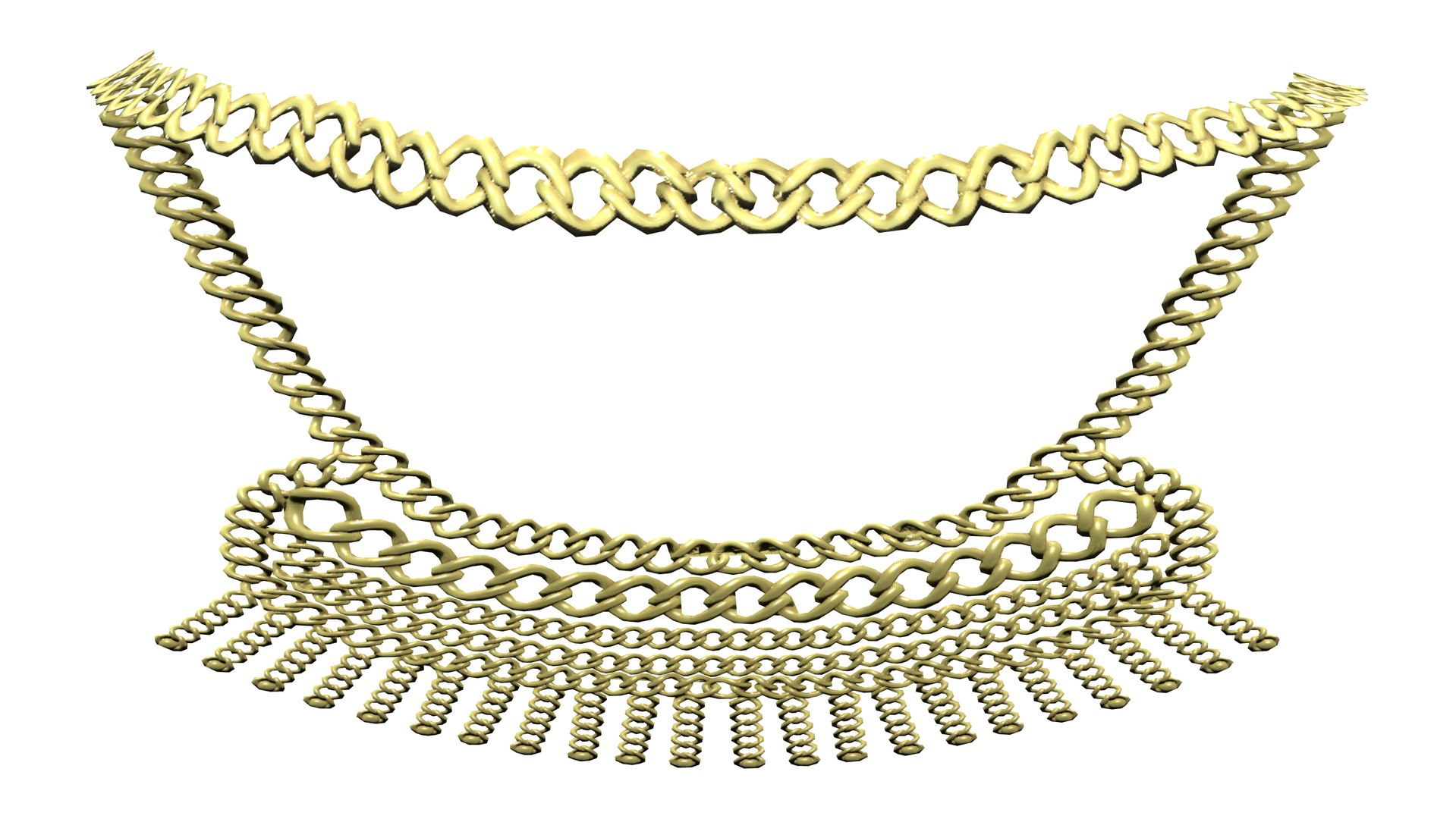 Gold Chains Necklace 3D Model - TurboSquid 2003369