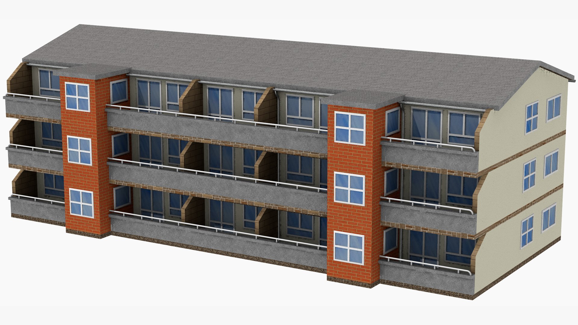 3D House 152 Low Poly Apartment Building - TurboSquid 1860058