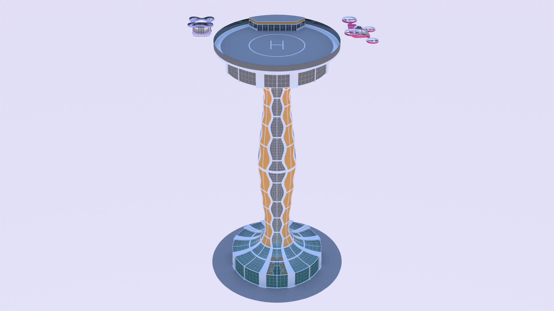 3D Droneport And Maglev Station Skyscrapers - TurboSquid 2147099