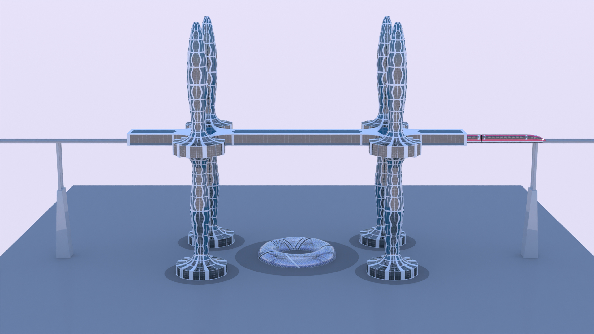 3D Droneport And Maglev Station Skyscrapers - TurboSquid 2147099