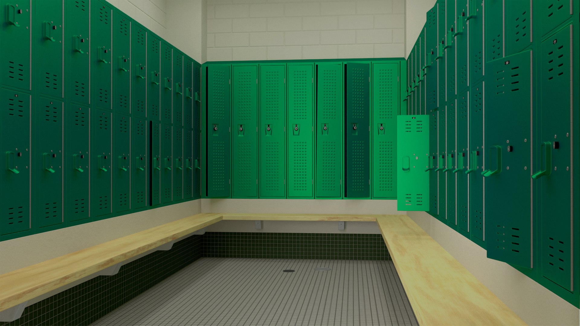 Metal Locker Boxes Room Green 3D Model - TurboSquid 2230747