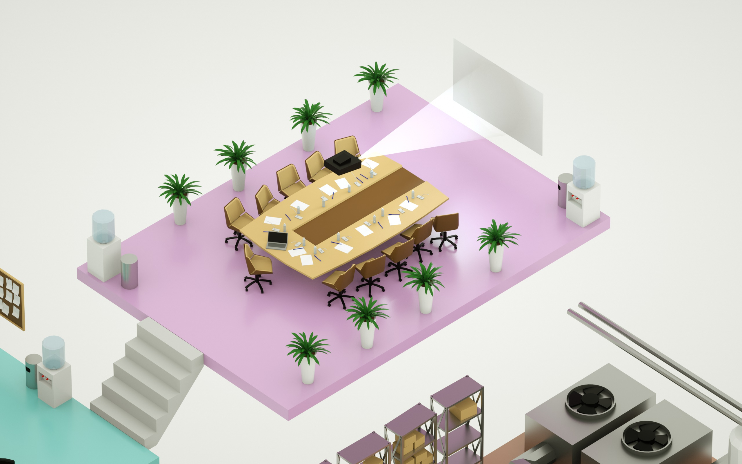3D Isometric Modern Office Floors low-poly - TurboSquid 1749835