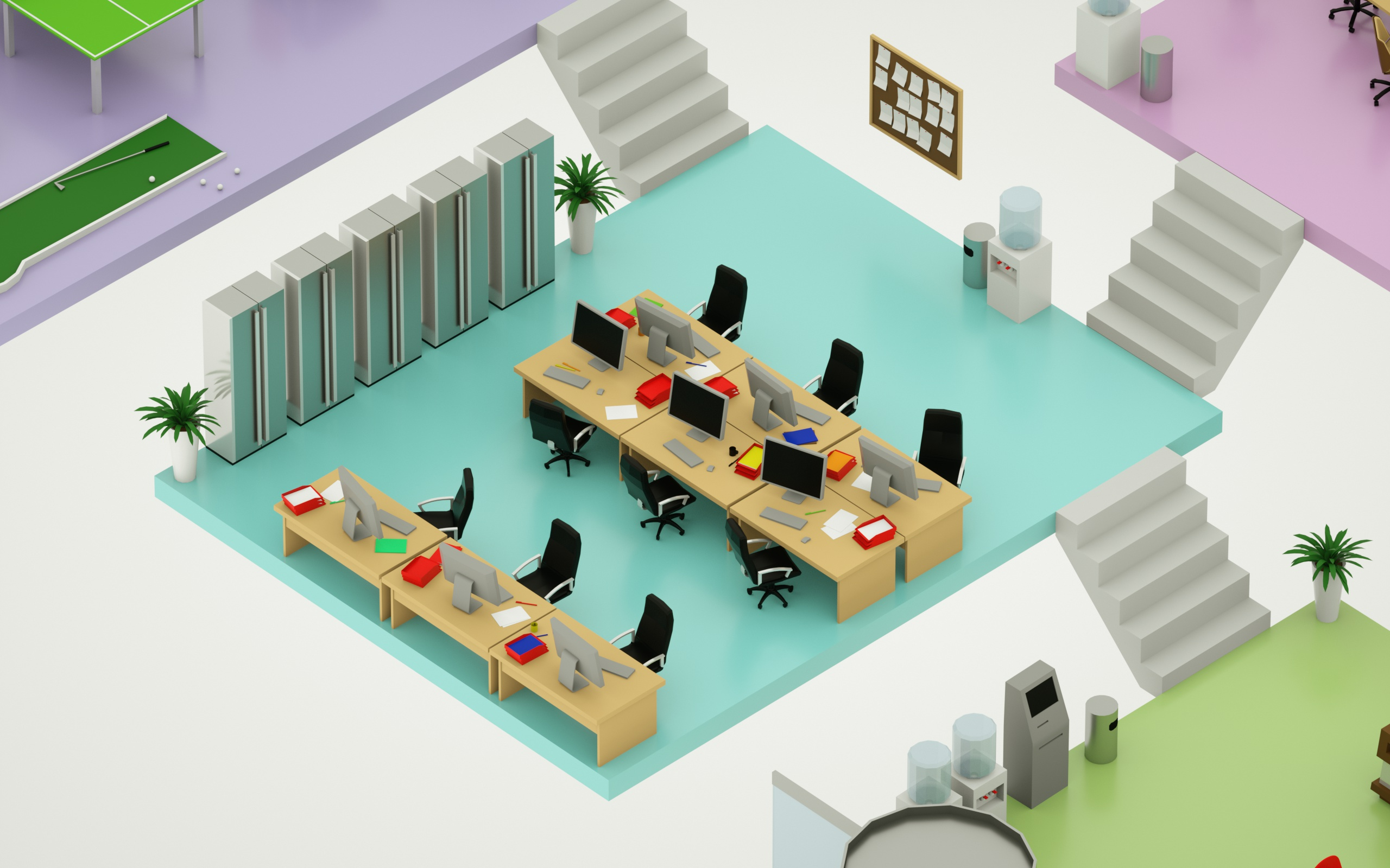 3D Isometric Modern Office Floors low-poly - TurboSquid 1749835
