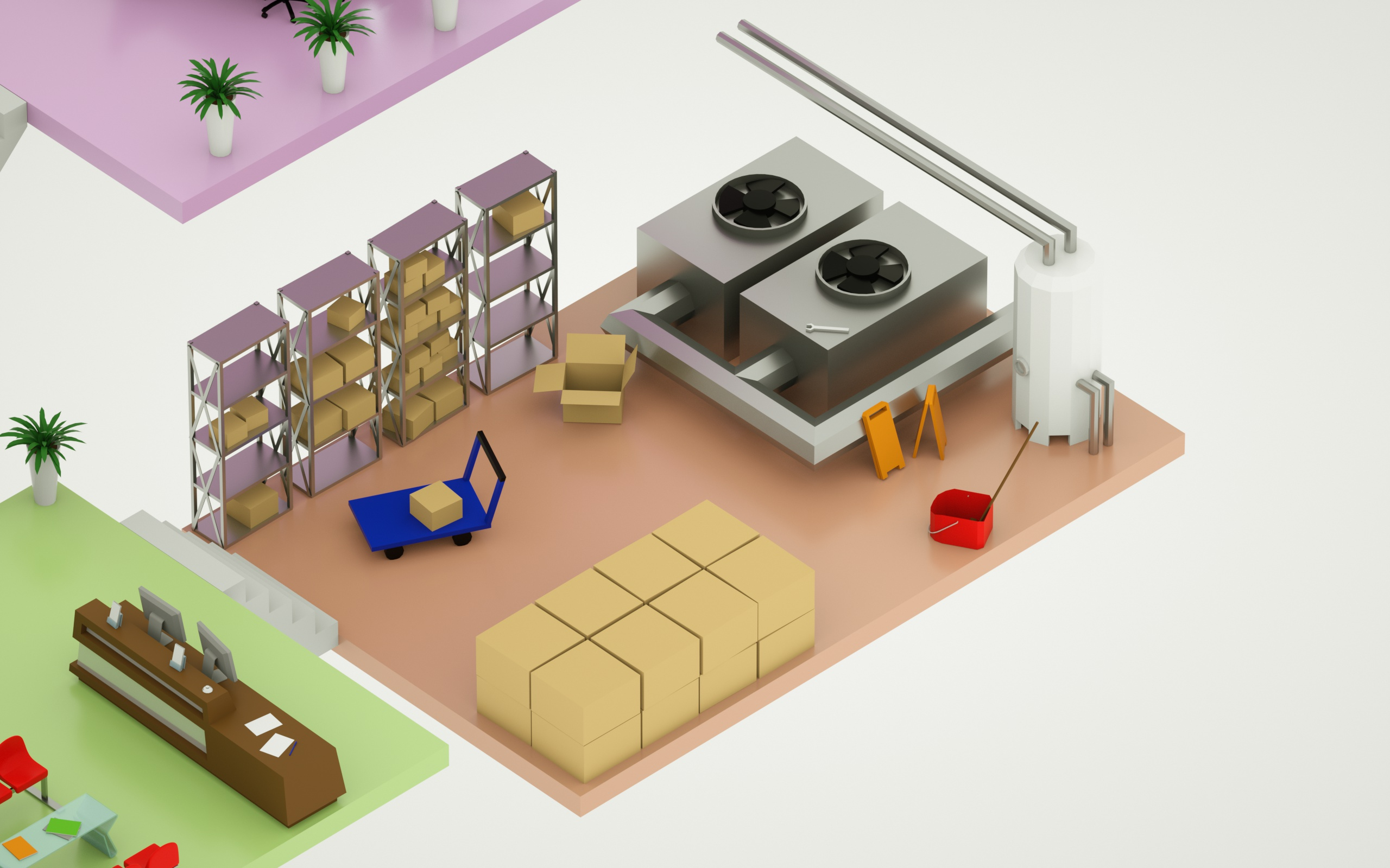3D Isometric Modern Office Floors low-poly - TurboSquid 1749835