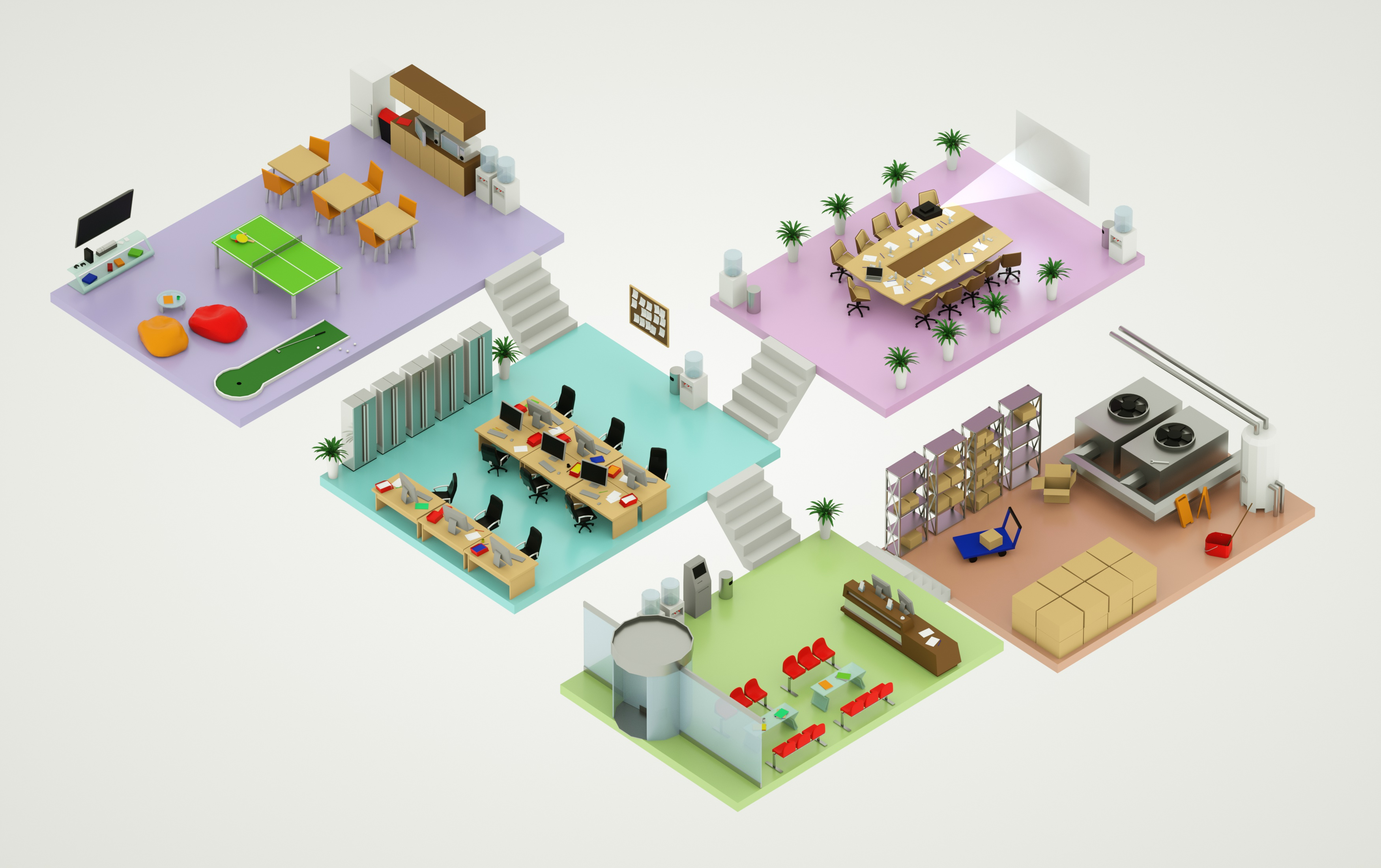 3D Isometric Modern Office Floors low-poly - TurboSquid 1749835