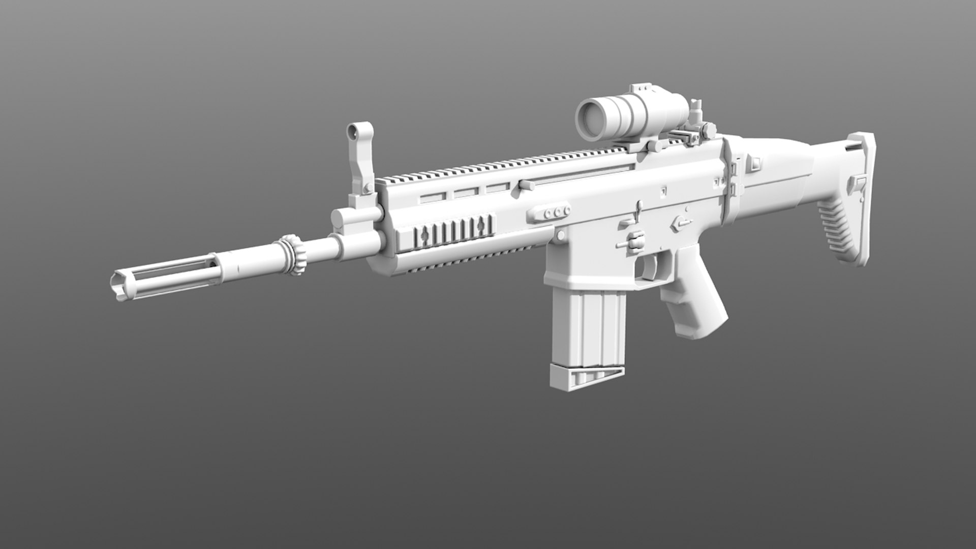 Scar Rifle 3d Obj