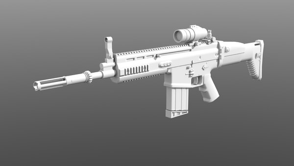 scar rifle 3d obj