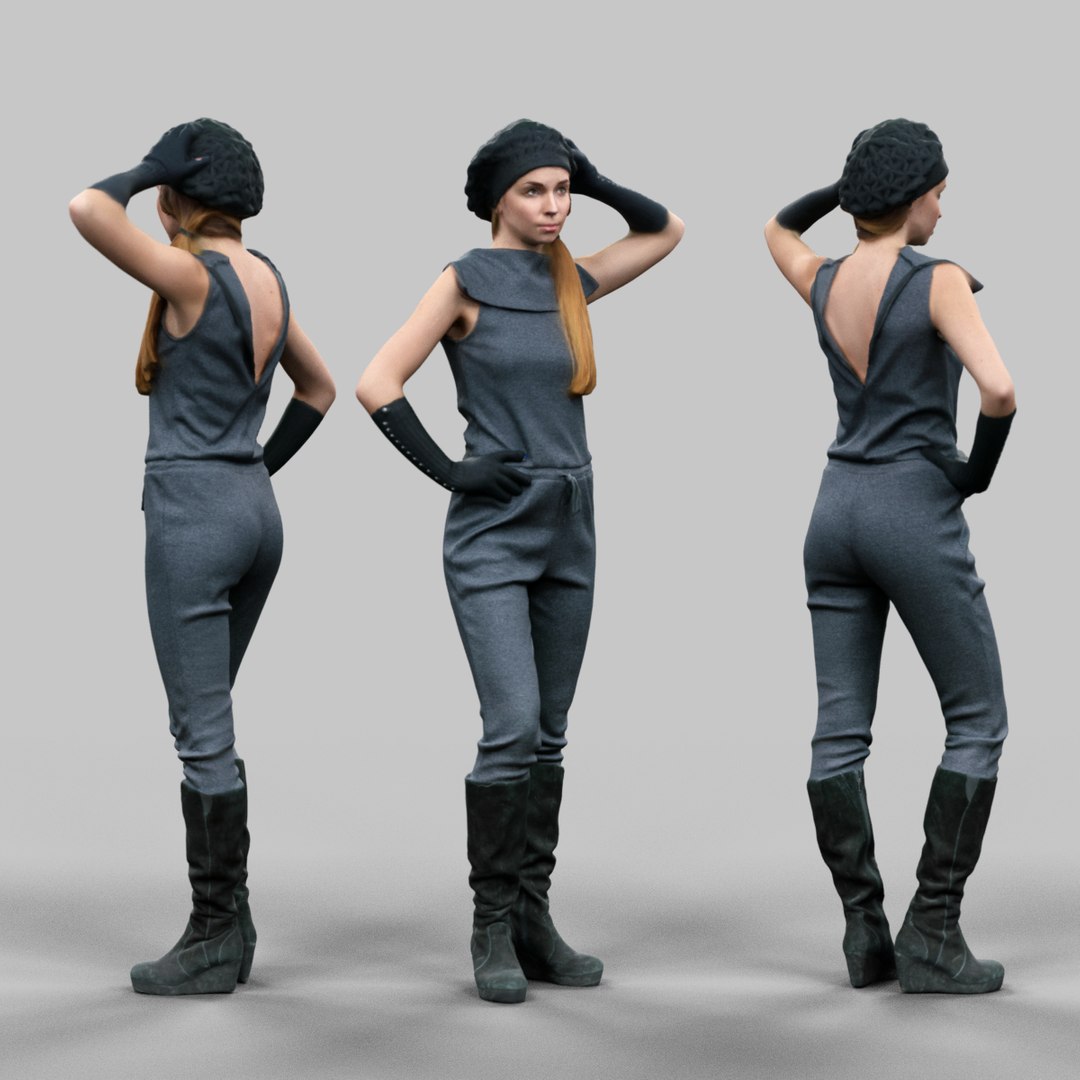 Girl Futuristic Posing 3d Model