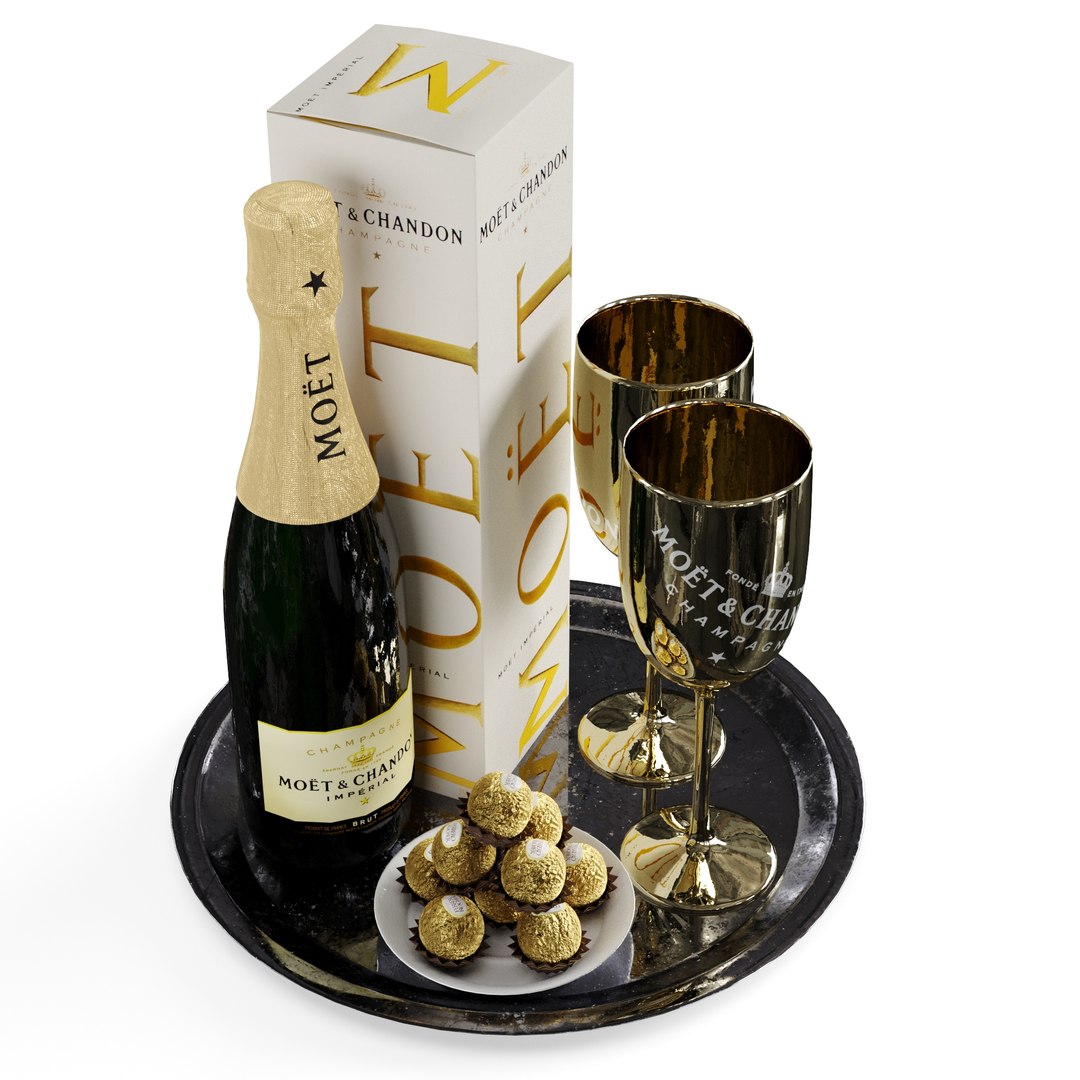Champagne tray set 2 3D model - TurboSquid 1661815