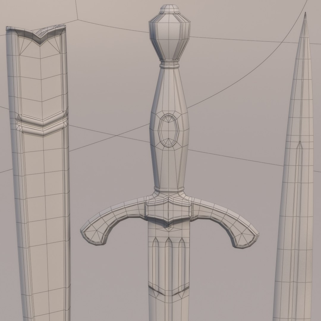 photorealistic decorated dagger sheath obj