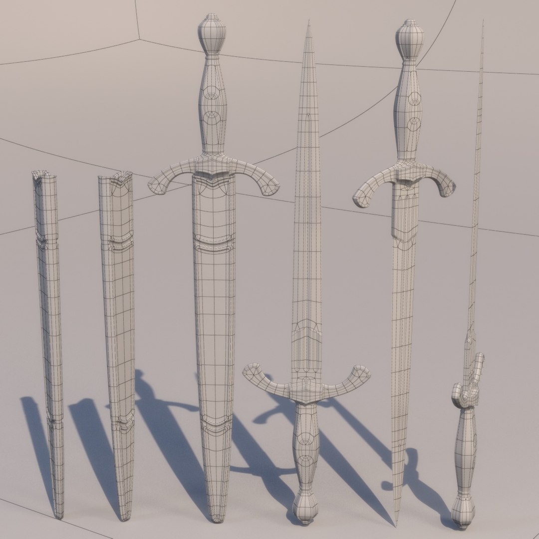 photorealistic decorated dagger sheath obj