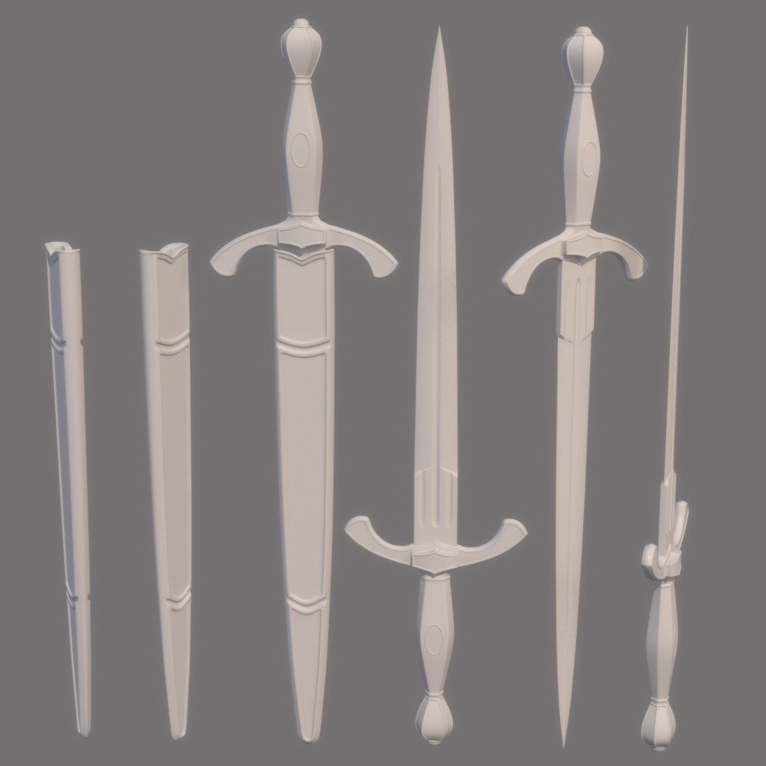 photorealistic decorated dagger sheath obj