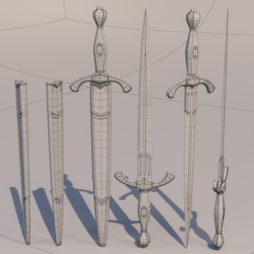 photorealistic decorated dagger sheath obj