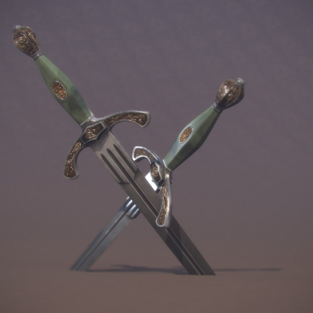 photorealistic decorated dagger sheath obj