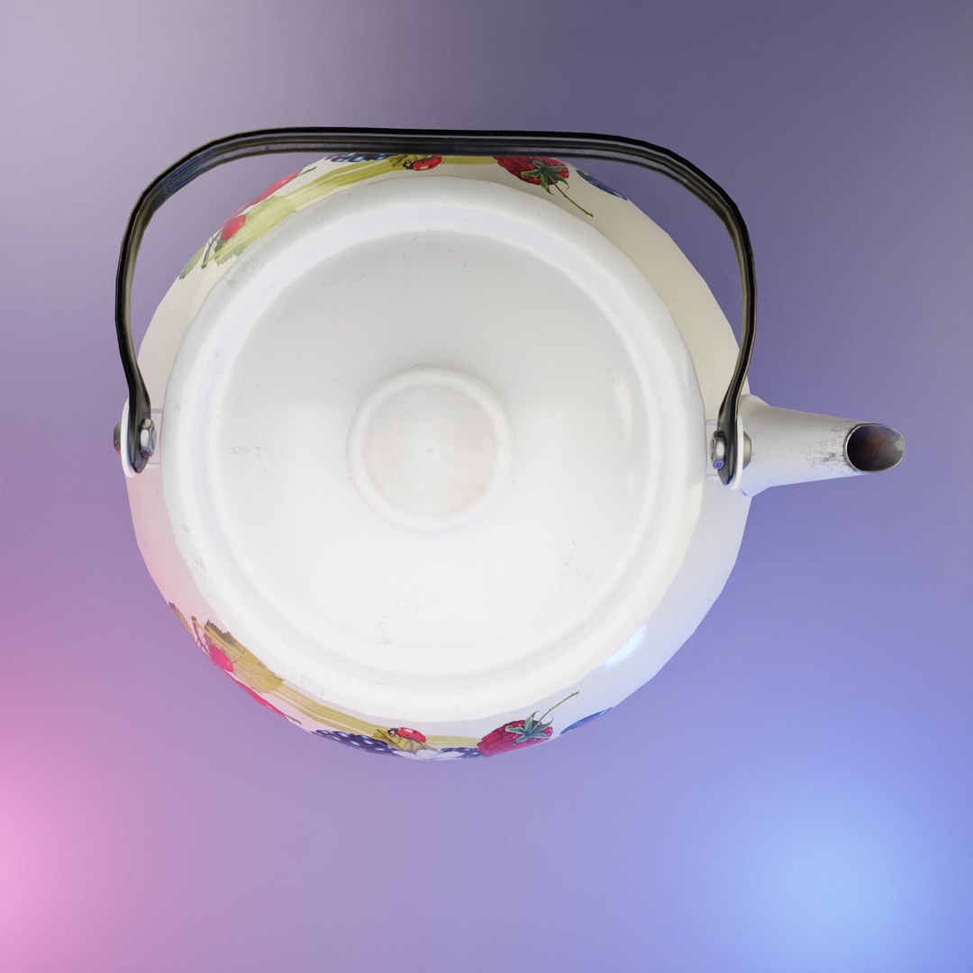 The metal kettle with floral pattern 3D model 3D model - TurboSquid 2103819