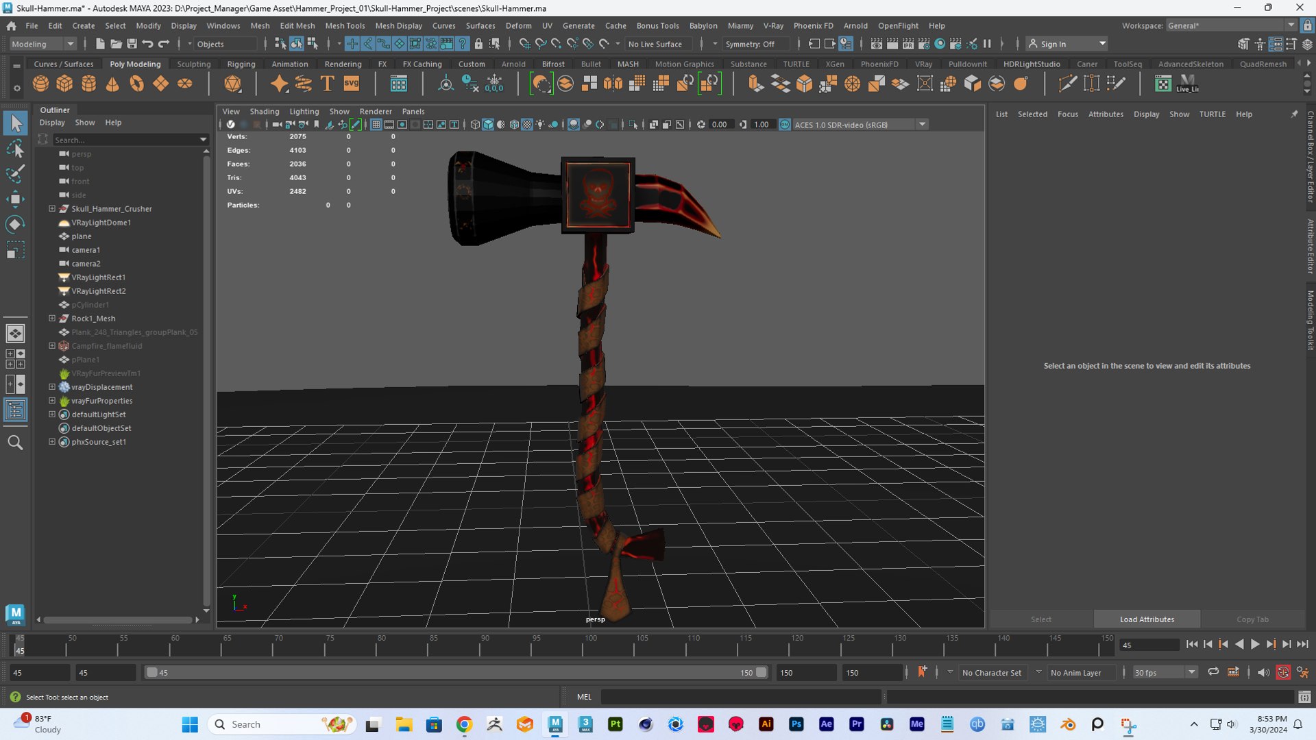 3D 3D Skull HammerAxe Low Poly PBR Model - TurboSquid 2210930