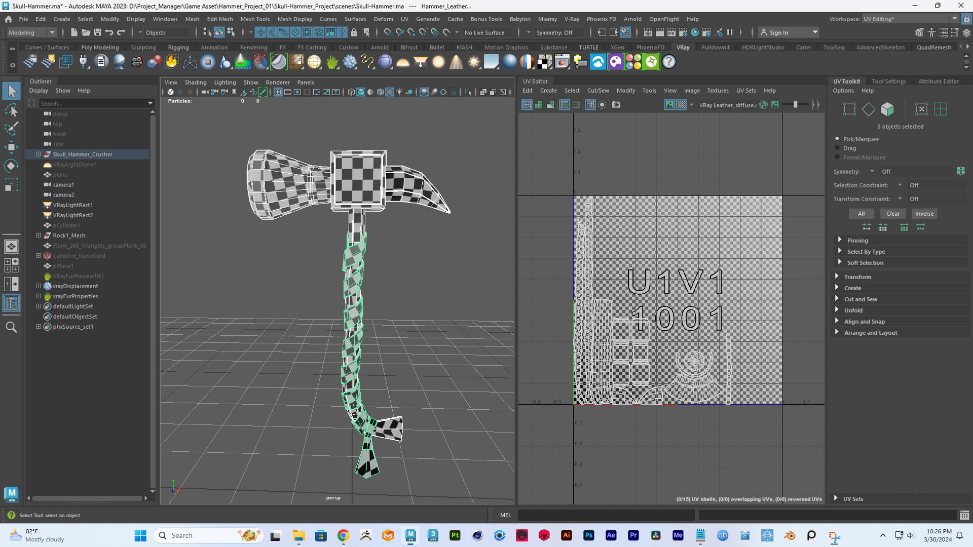 3D 3D Skull HammerAxe Low Poly PBR Model - TurboSquid 2210930