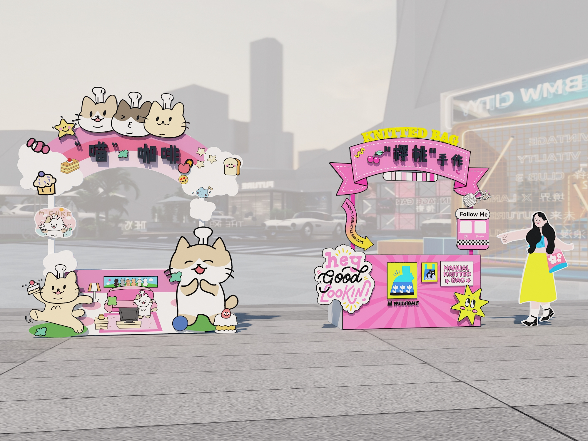 modelo 3d Stand rosa lindo Stand kawaii Stand lindo para gatos Puesto ...