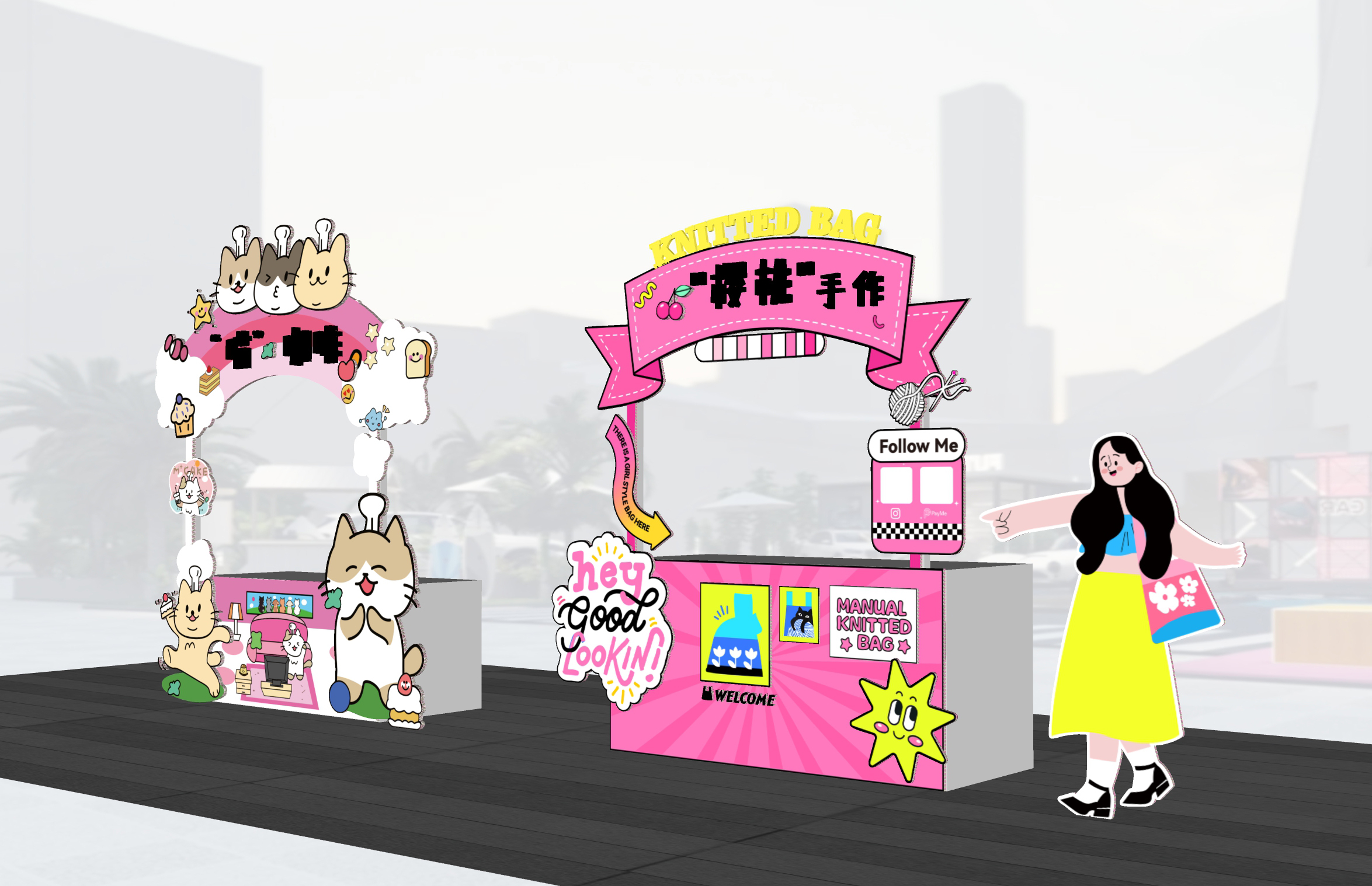 modelo 3d Stand rosa lindo Stand kawaii Stand lindo para gatos Puesto ...