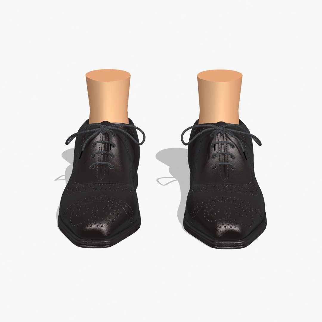 3ds Max Black Leather Shoes