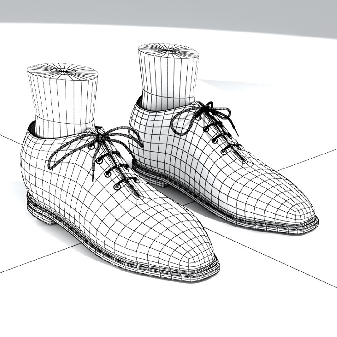 3ds Max Black Leather Shoes