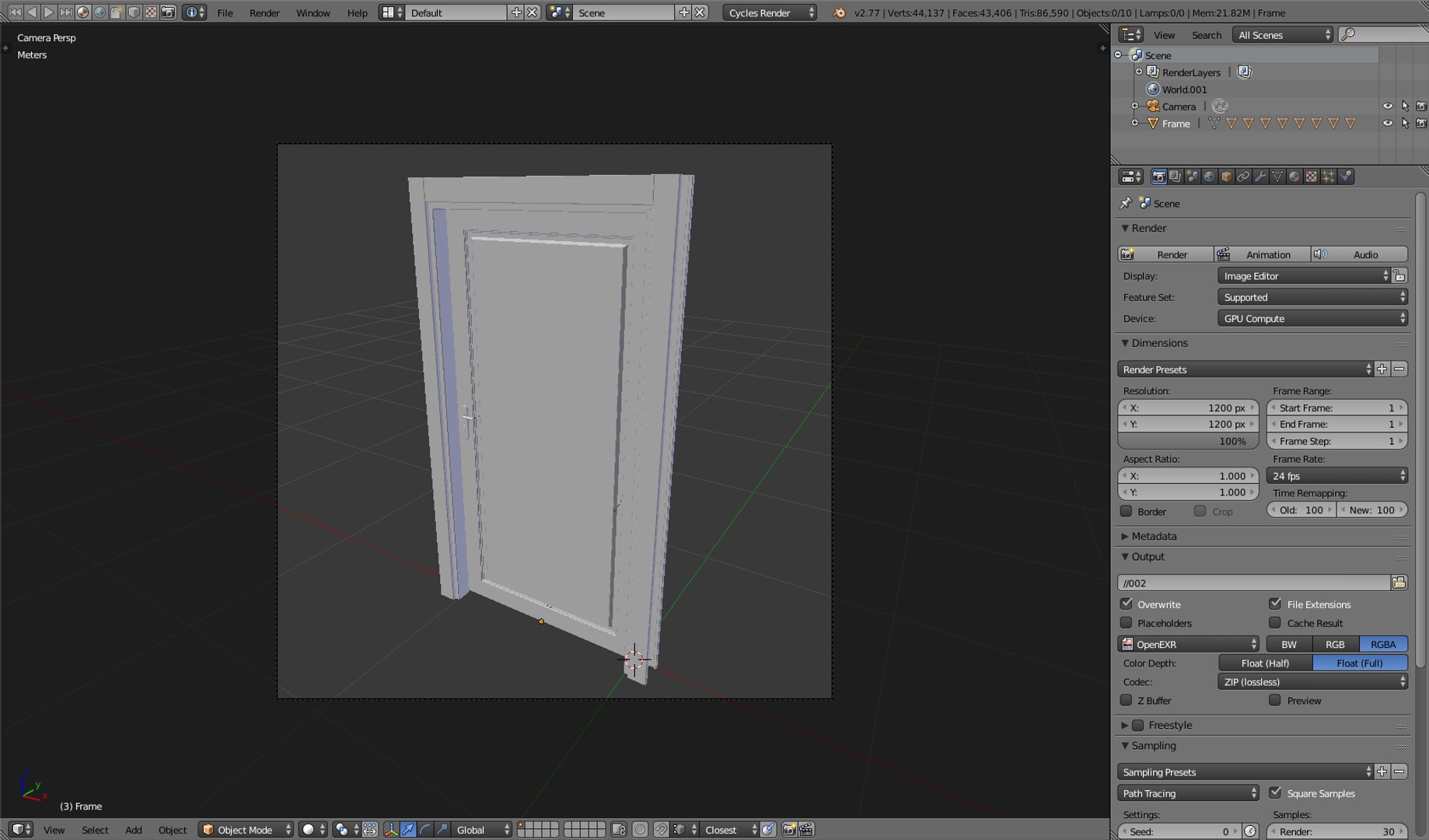 door realistic open obj