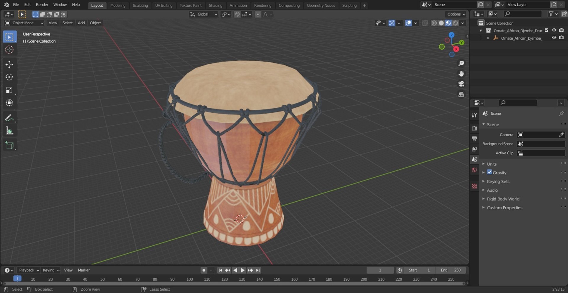 Ornate African Djembe Drum 3D model - TurboSquid 2037566
