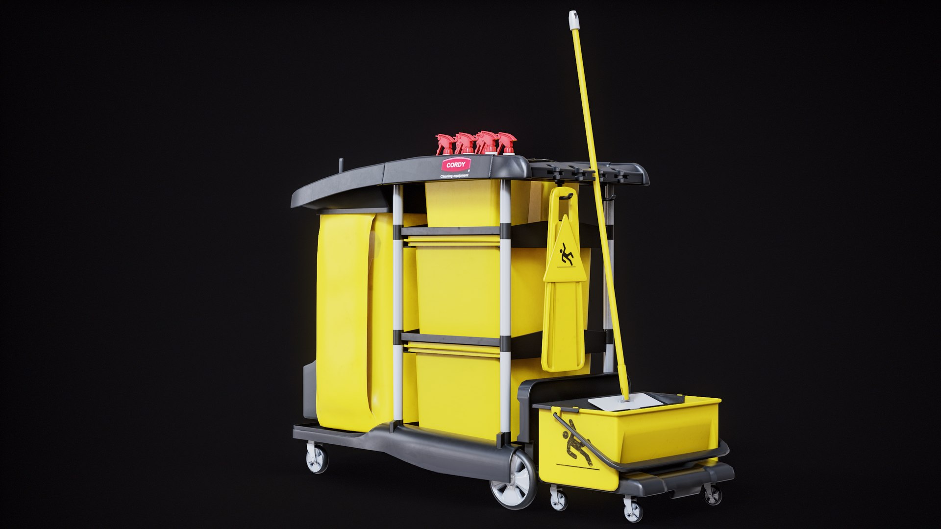 3D Cleaning Cart PBR - TurboSquid 2149727