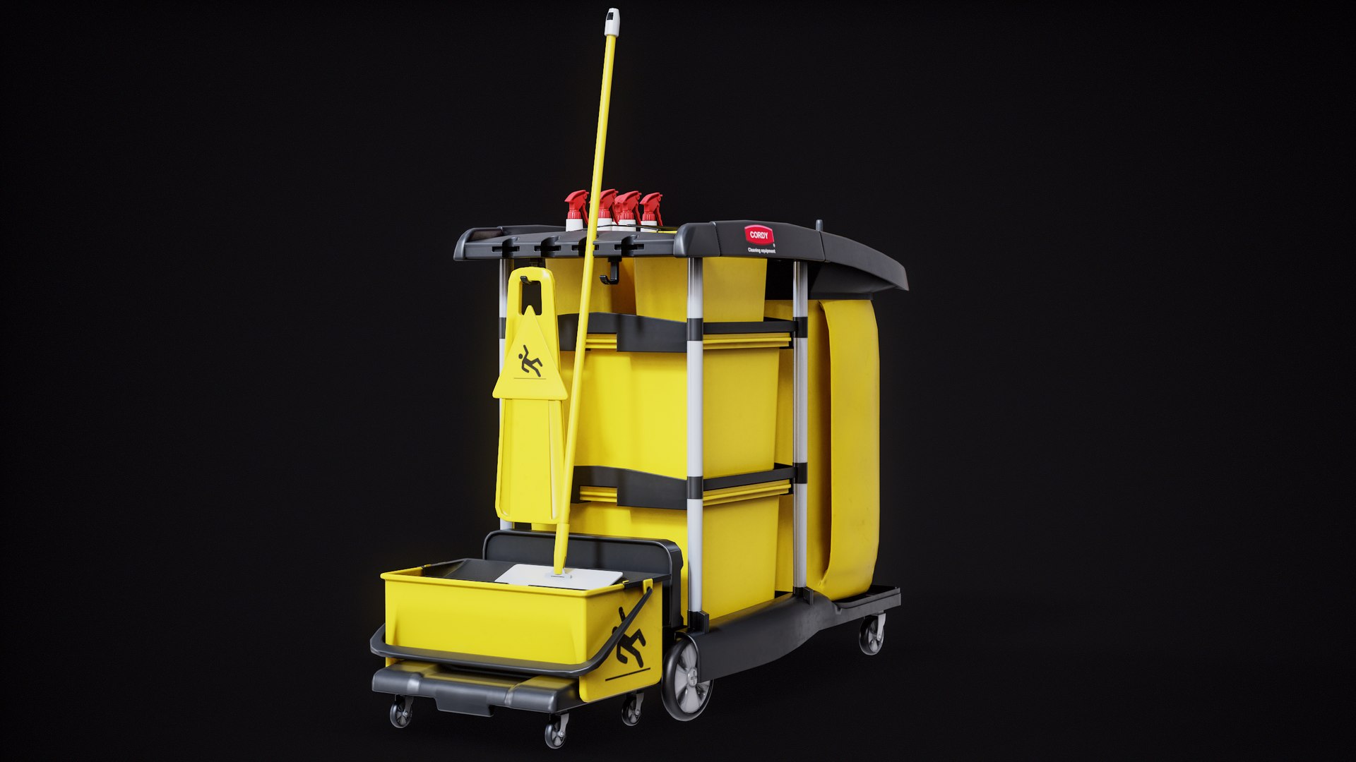 3D Cleaning Cart PBR - TurboSquid 2149727