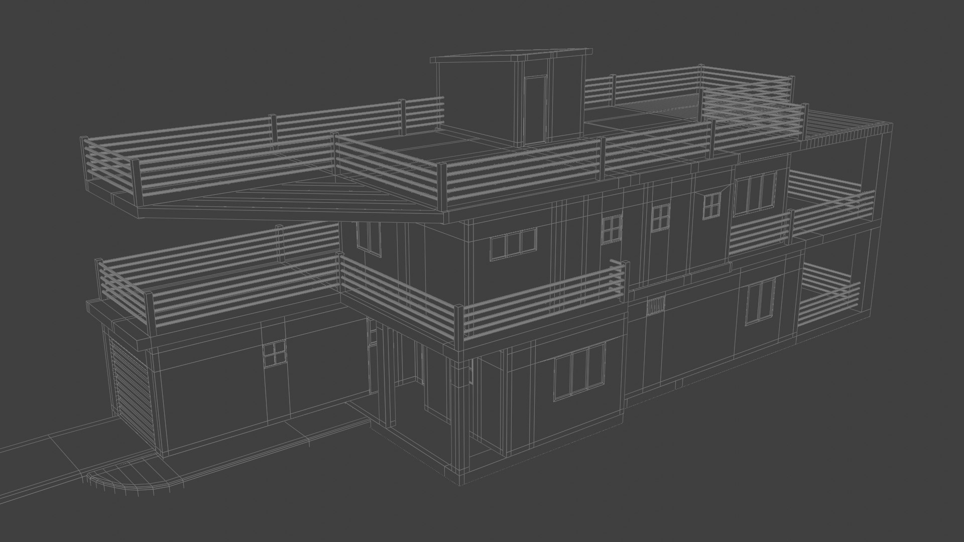 Modern House 3D Model with Openable Doors 3D model 3D model ...