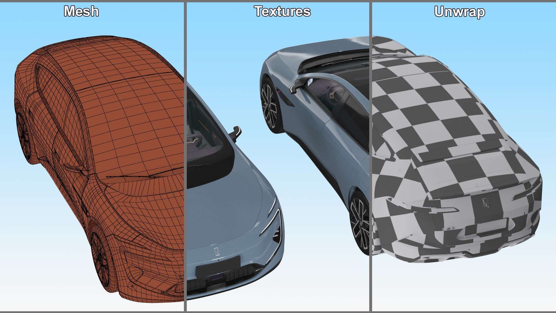 3D Model Avatr 12 EV Blue Color With Headlights On - TurboSquid 2214652