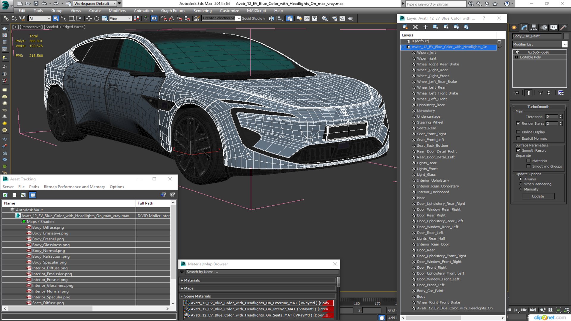 3D Model Avatr 12 EV Blue Color With Headlights On - TurboSquid 2214652