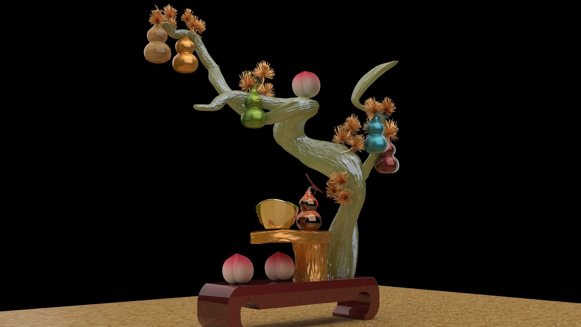 Chinese Gourd Tree Model - TurboSquid 2139638