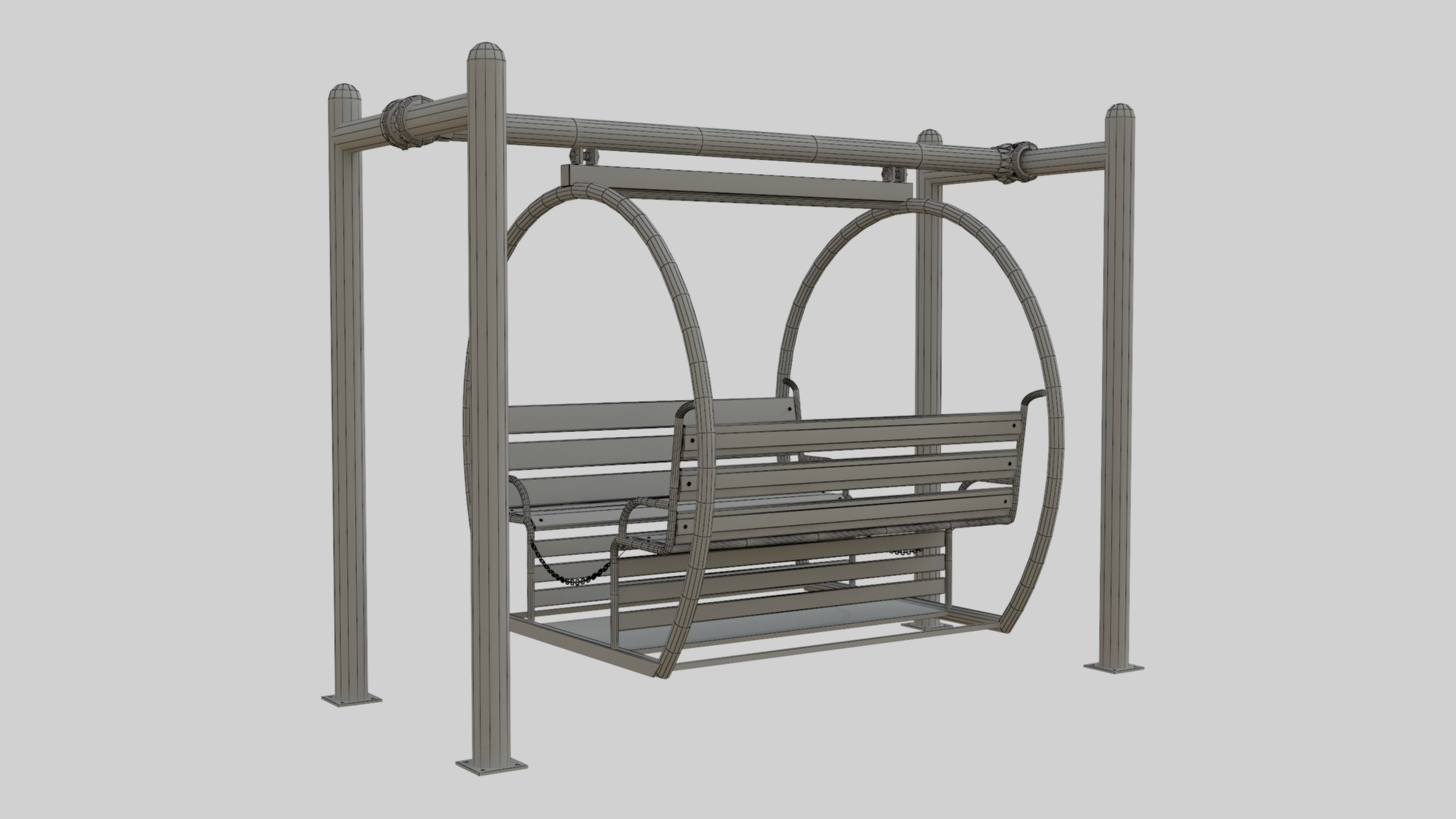 3D Playground Metal Porch Circular - Rounded Seat Swings - 01 ...