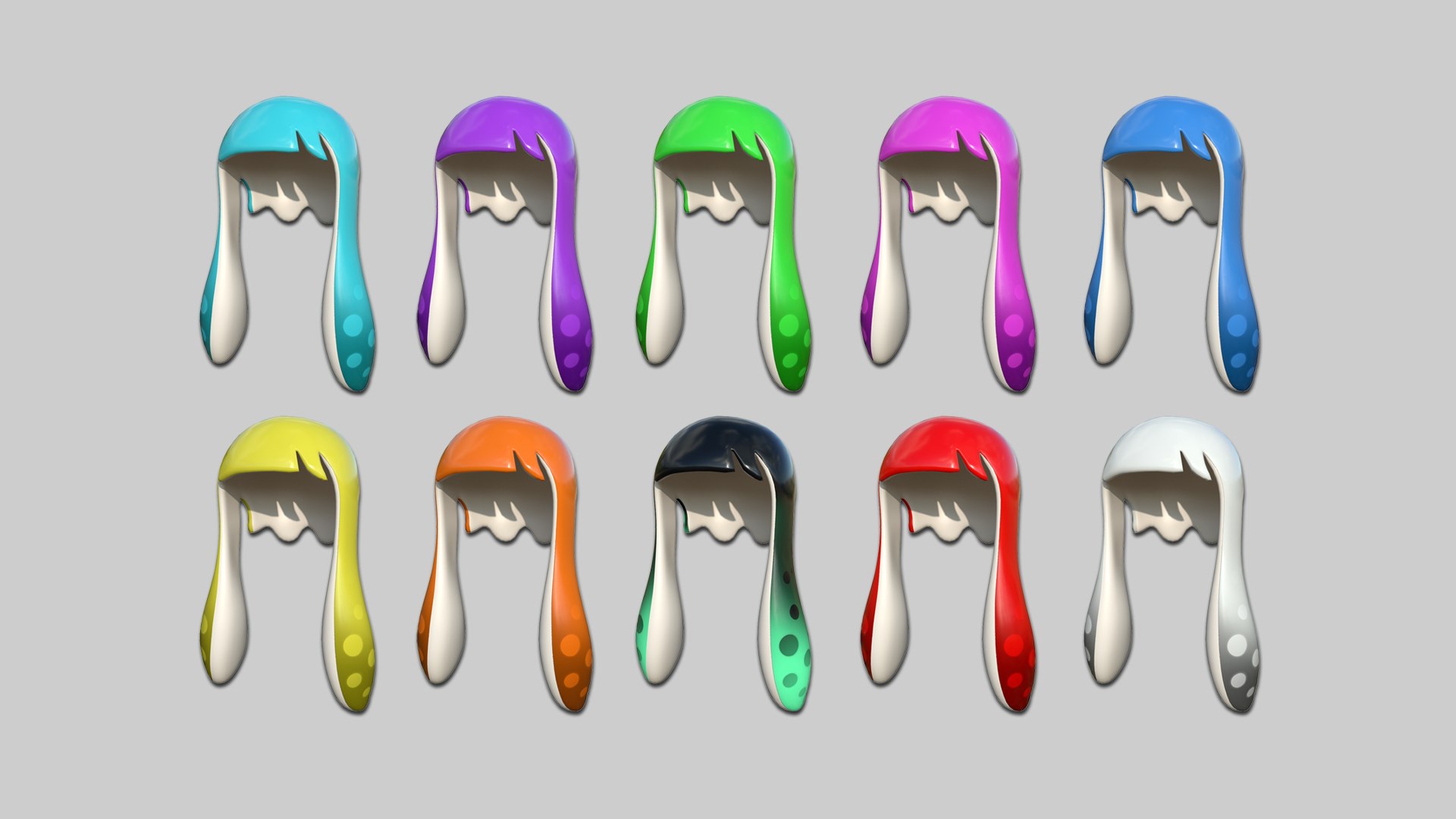 10 Colors Inkling Hair - Splatoon Character Design 3D model ...