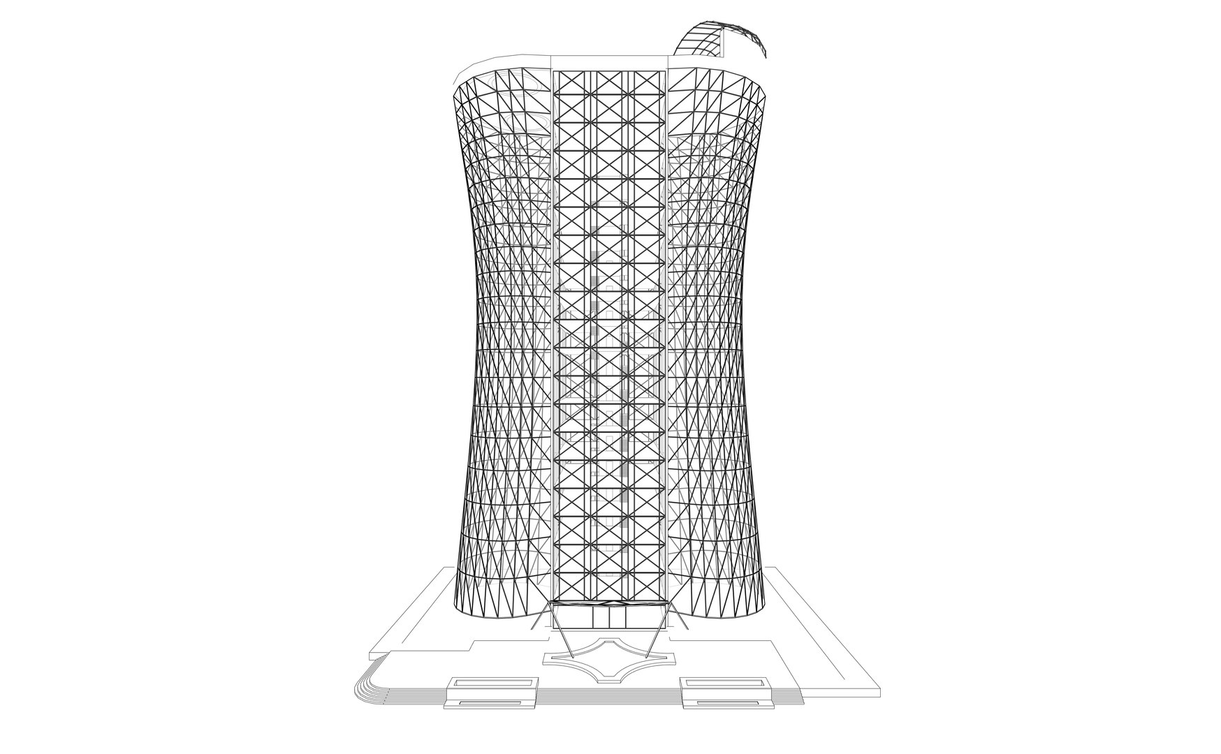 3D Modern Hourglass Skyscraper - Low Poly Figure-8 Tower - TurboSquid ...