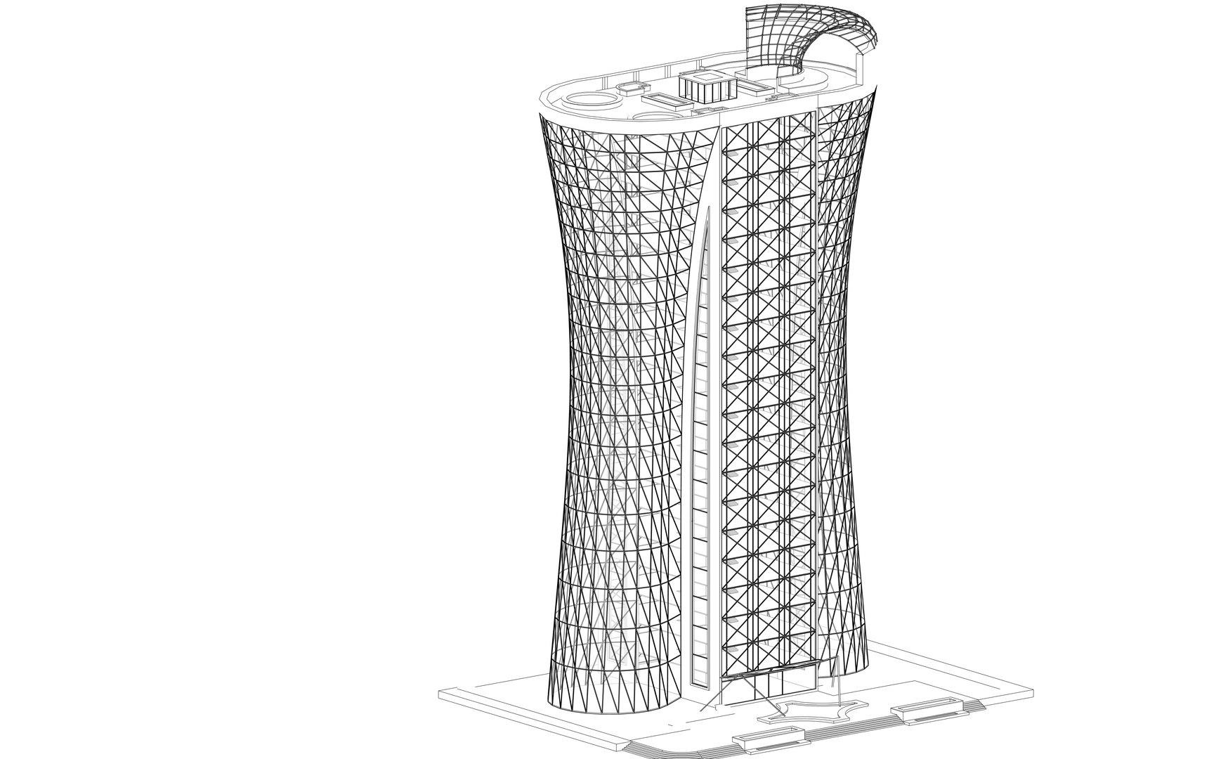 3D Modern Hourglass Skyscraper - Low Poly Figure-8 Tower - TurboSquid ...