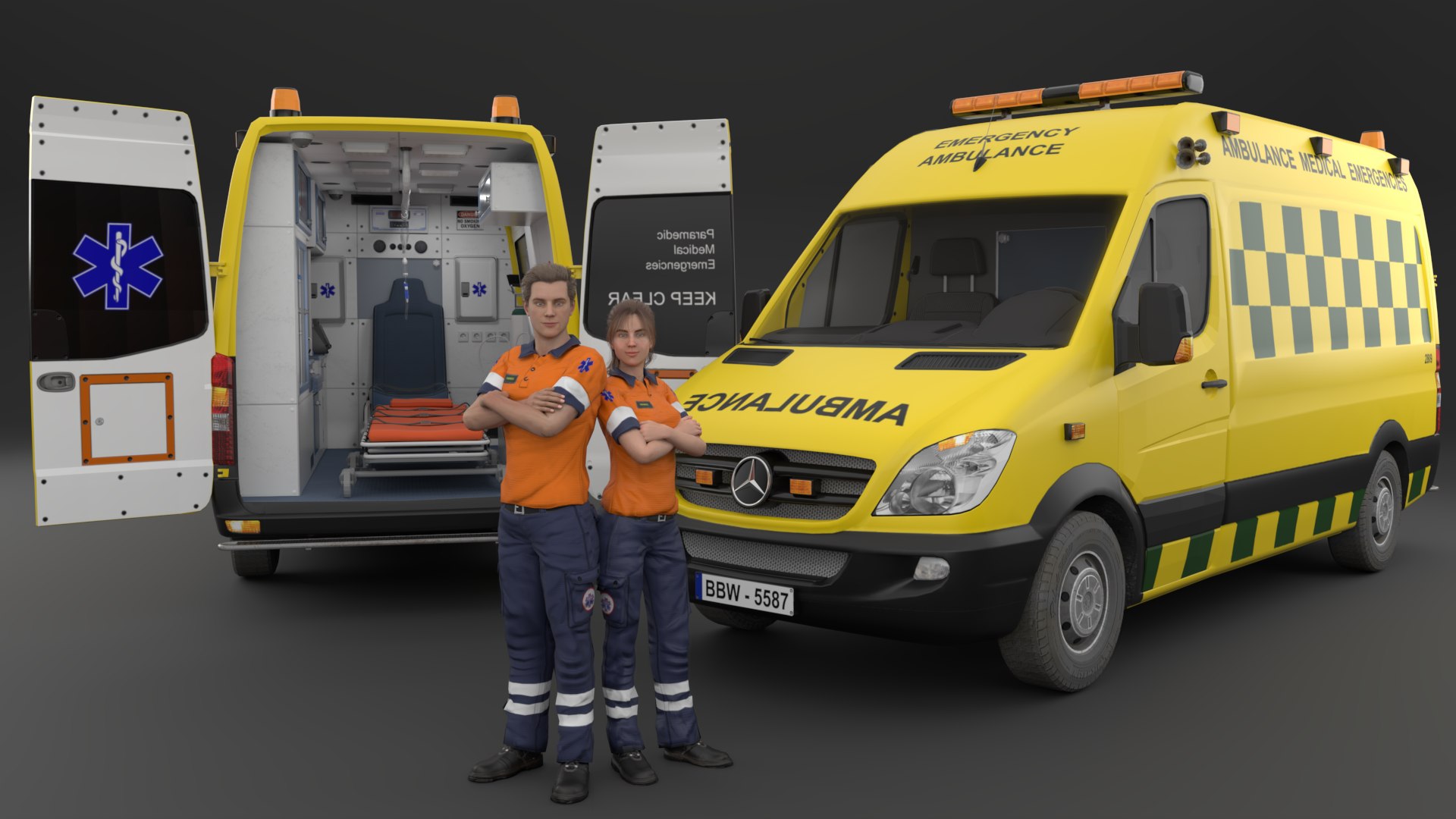 3D Paramedic Teams Rigged Model - TurboSquid 2256313