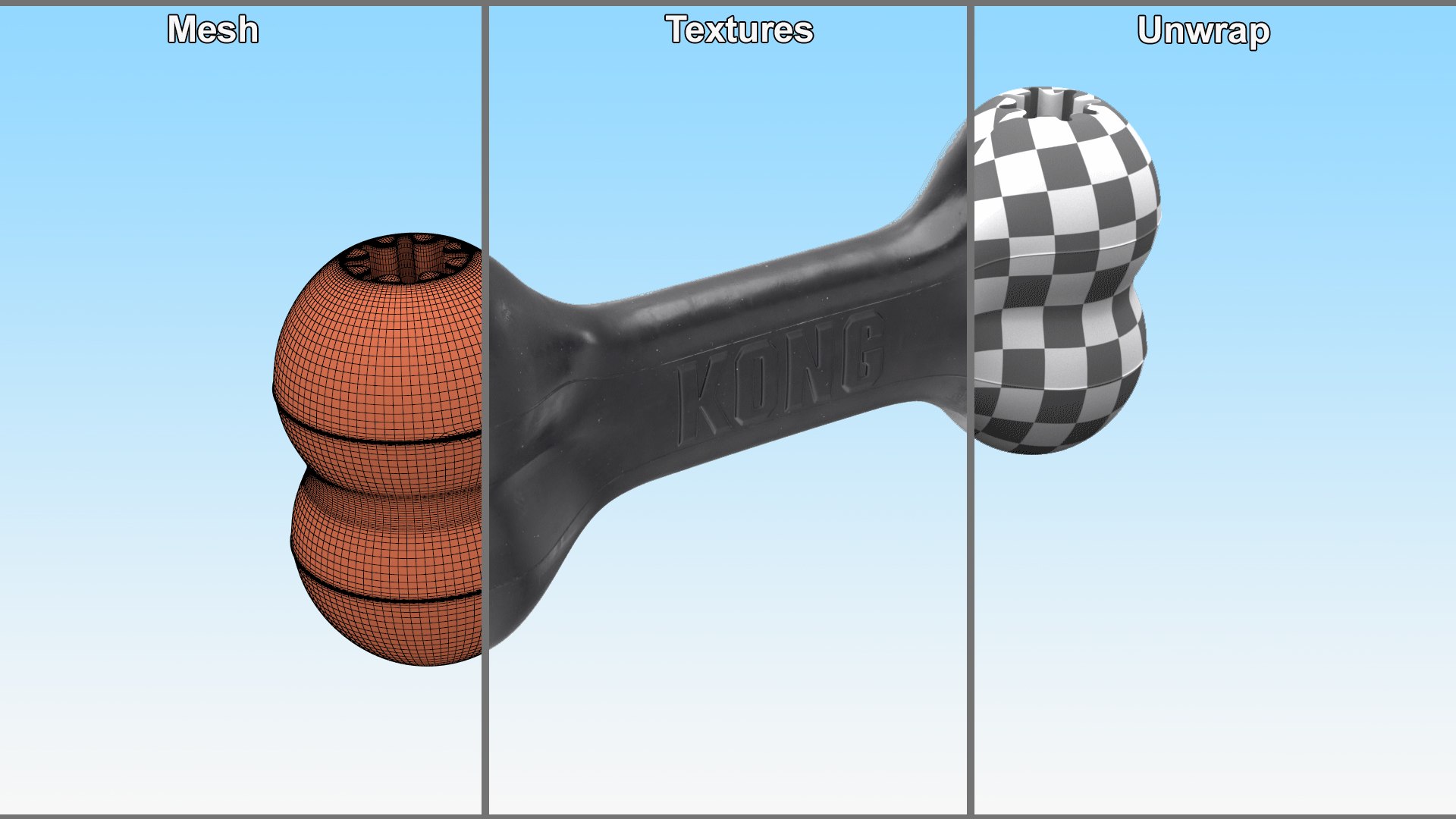 KONG Rubber Chew Bone Toy Black 3D model - TurboSquid 1926877