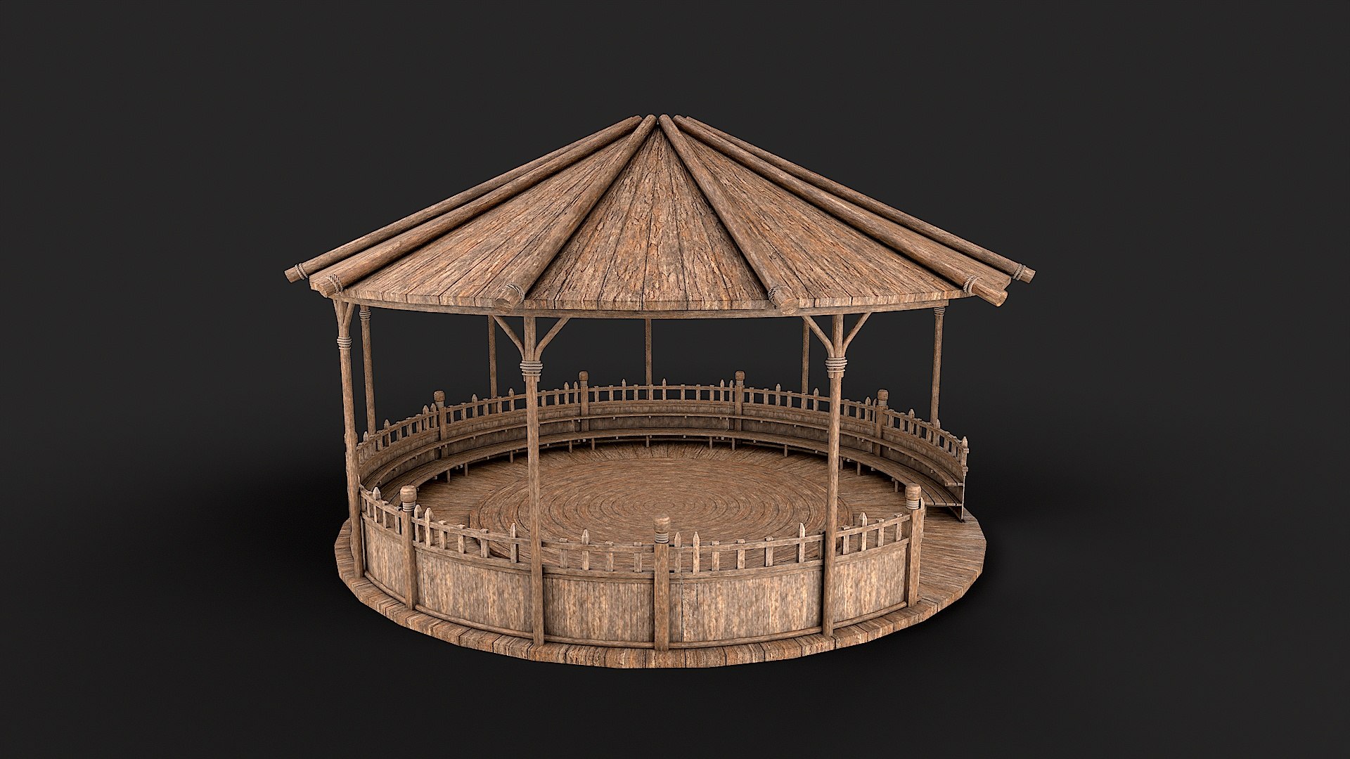 3D Circular Wooden Platform Arena Low Poly PBR - TurboSquid 2359582