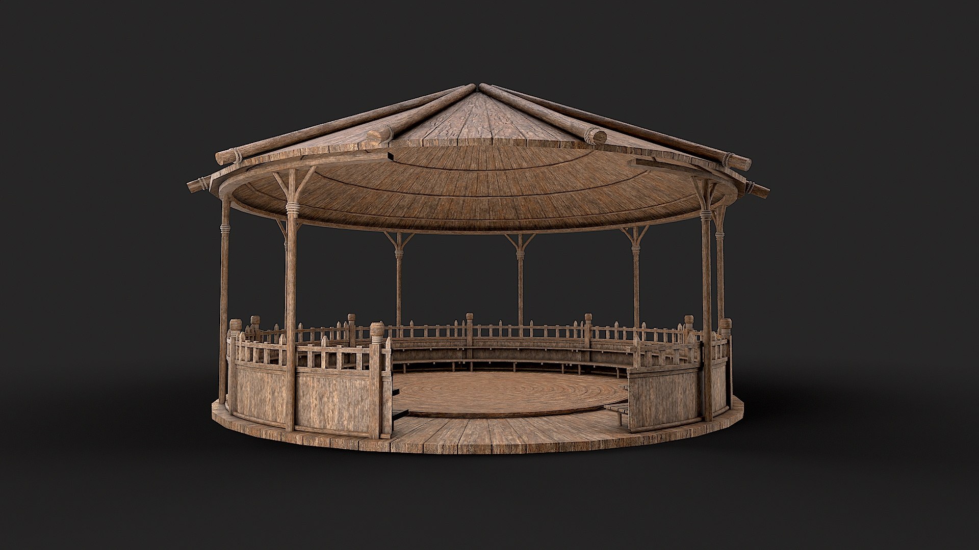 3D Circular Wooden Platform Arena Low Poly PBR - TurboSquid 2359582