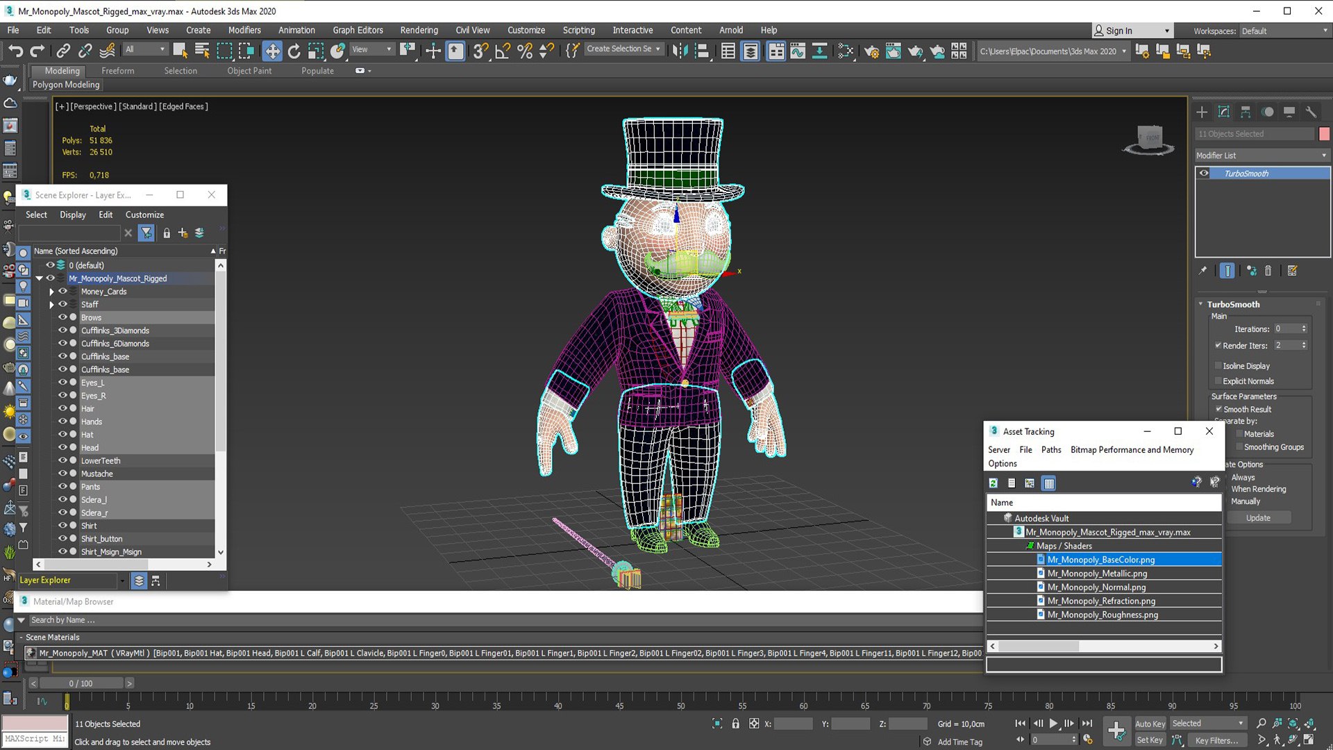 Mr Monopoly Mascot Rigged 3D Model - TurboSquid 2276814