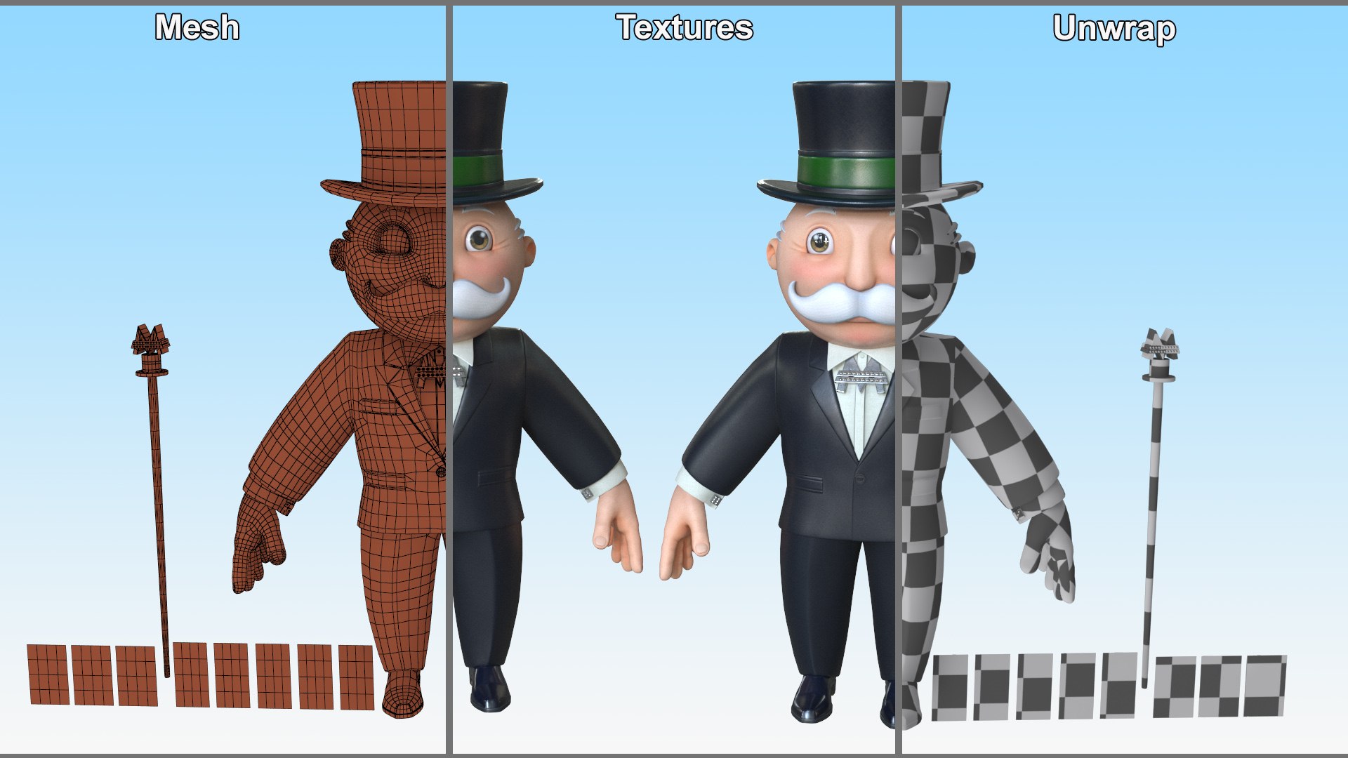 Mr Monopoly Mascot Rigged 3D Model - TurboSquid 2276814